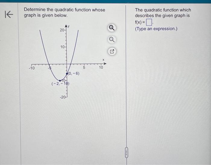 Solved Determine the quadratic function whose graph is given | Chegg.com