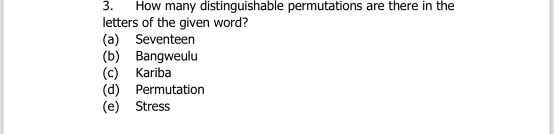 Solved How Many Distinguishable Permutations Are There In