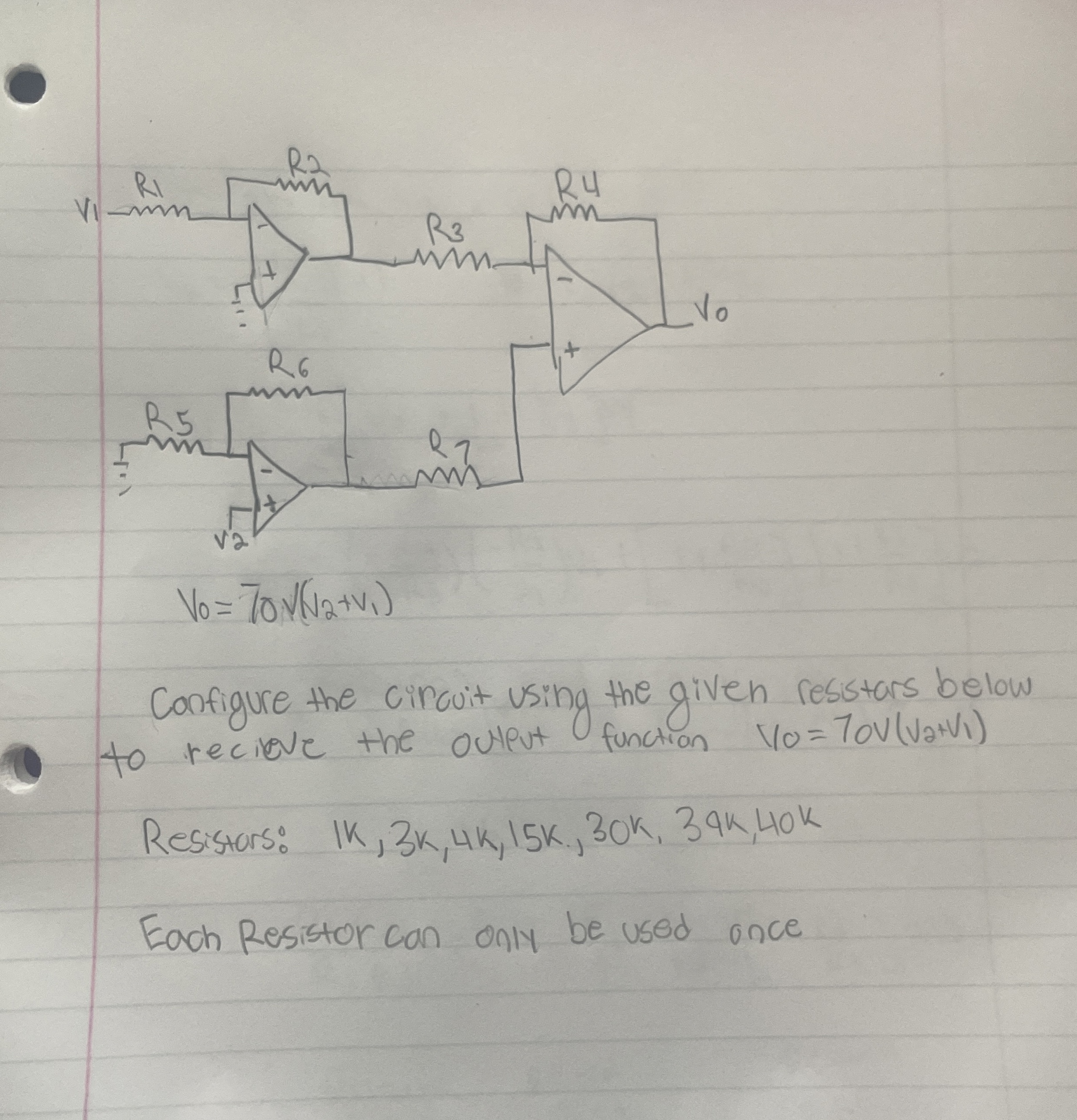 Solved Configure the circuit using the given resistars below | Chegg.com