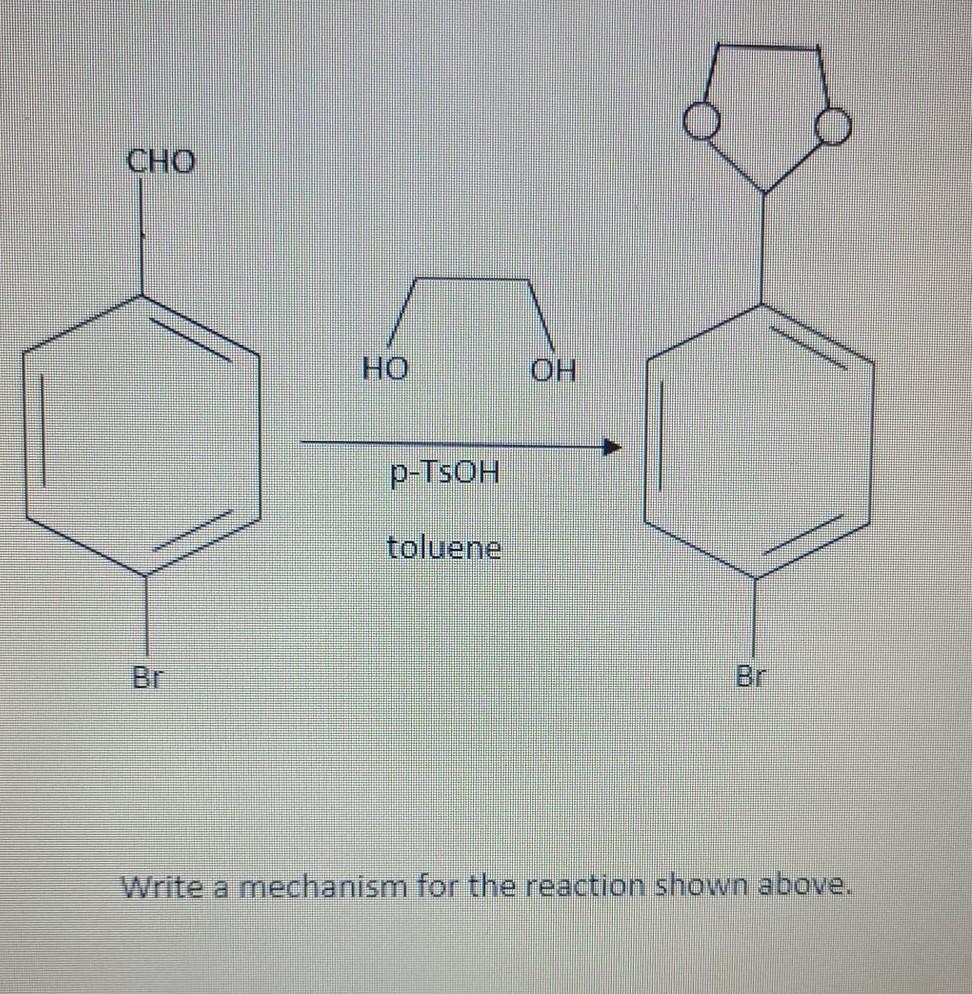 Solved CHO HO OH p-TsOH toluene Br Write a mechanism for the | Chegg.com
