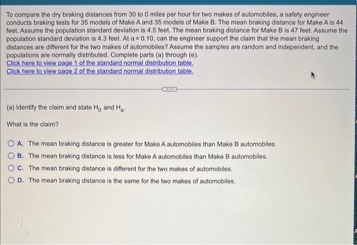 Solved To compare the dry braking distances from 30 to 0 | Chegg.com