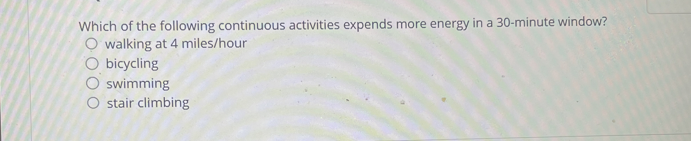 Solved Which of the following continuous activities expends | Chegg.com