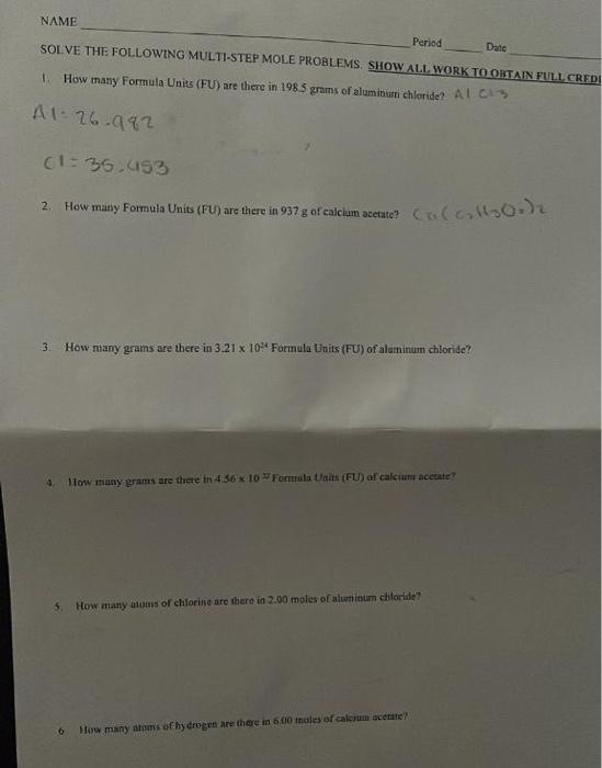 Solved 2. How many Fotmula Units (FU) are there in 937 g of | Chegg.com