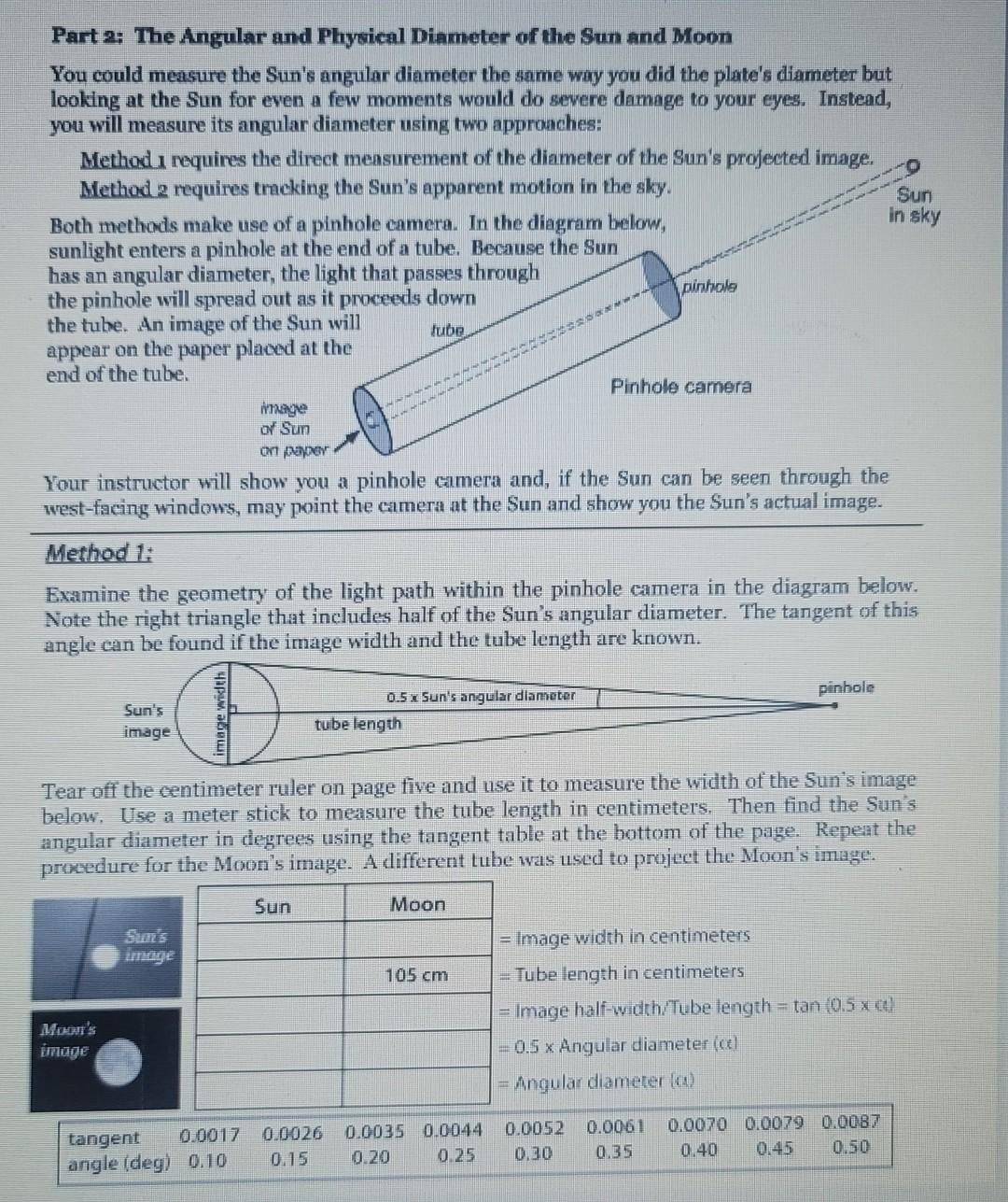 Page 2 of 6 Lab #5: Angular & Physical Sizes | Chegg.com