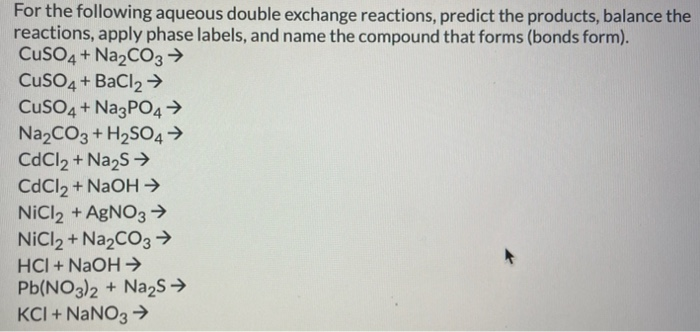 Solved For the following aqueous double exchange reactions, | Chegg.com