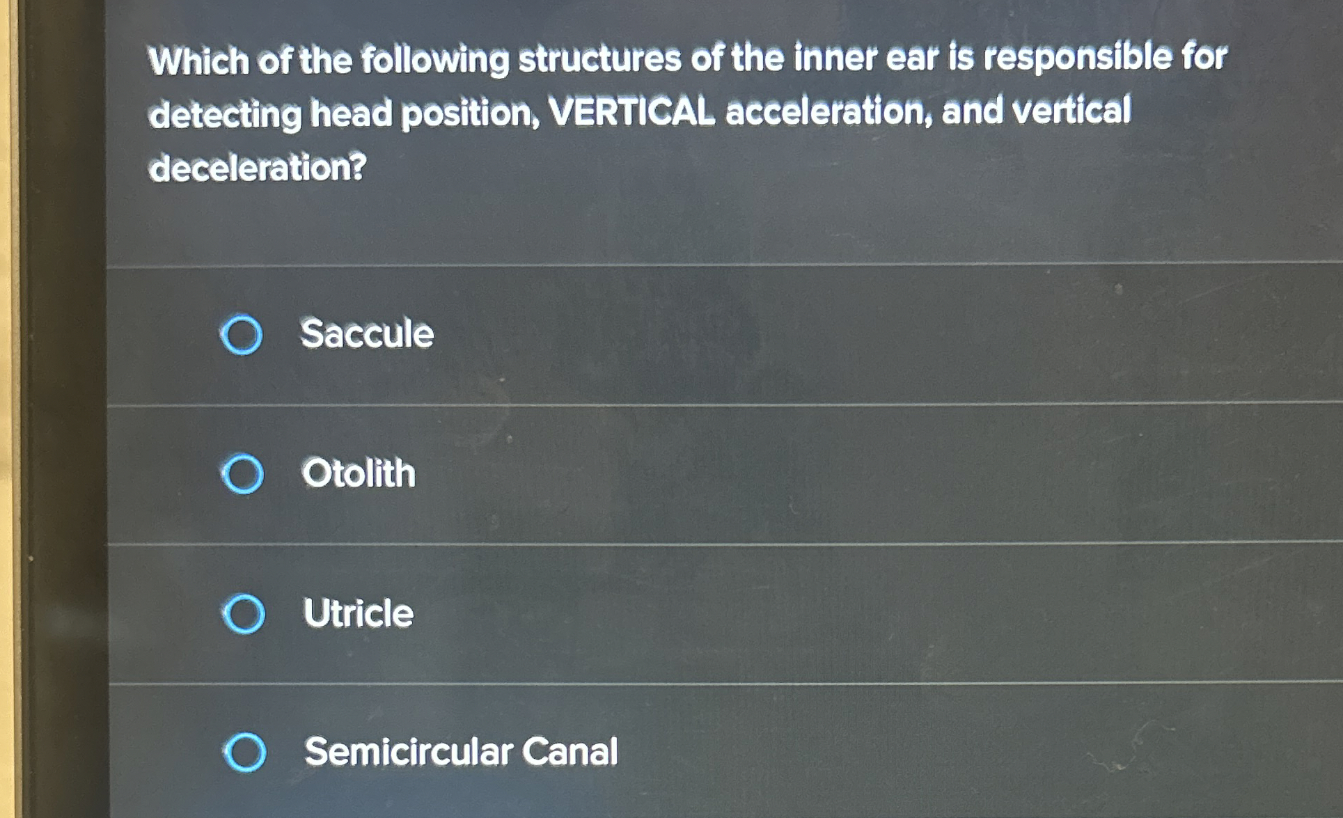 Solved Which of the following structures of the inner ear is | Chegg.com