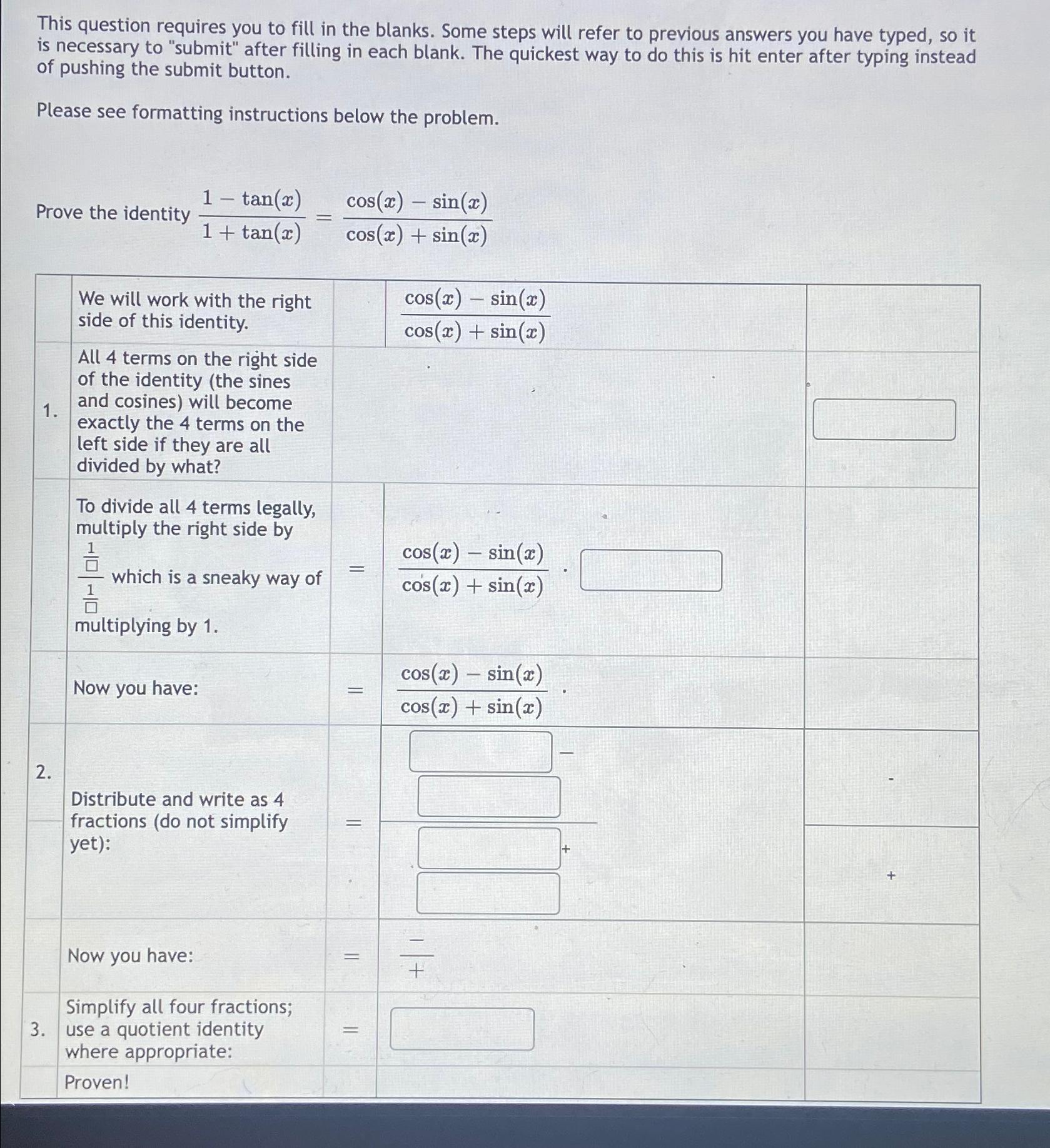 Solved This question requires you to fill in the blanks. | Chegg.com