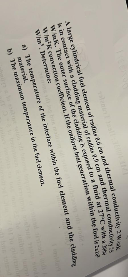 Solved A large cylindrical fuel element of radius 0.6 cm and | Chegg.com