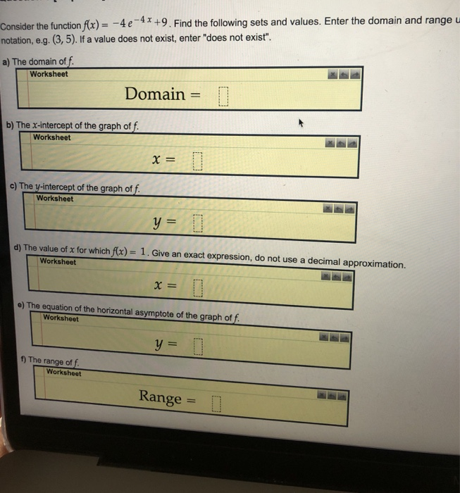 Solved Consider the function f(x) = -4e-4x +9. Find the | Chegg.com