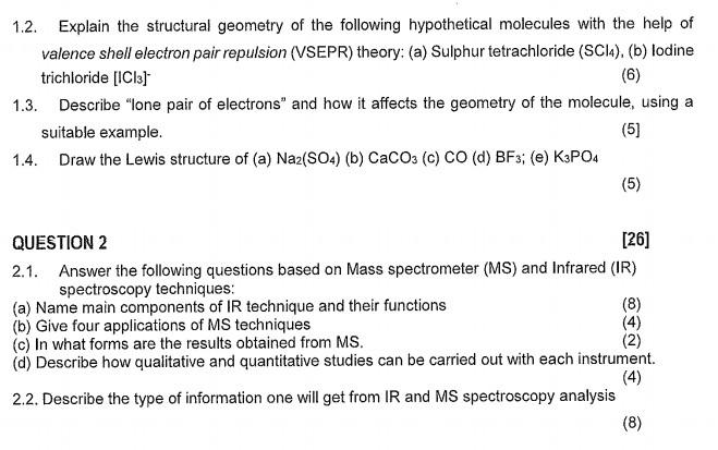 Solved 1.2. Explain the structural geometry of the following | Chegg.com