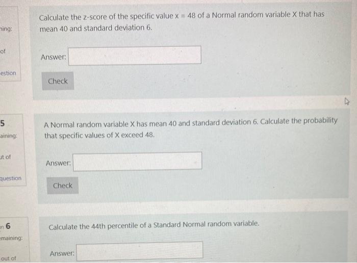 Solved must use excel funtions, for normal distribution | Chegg.com