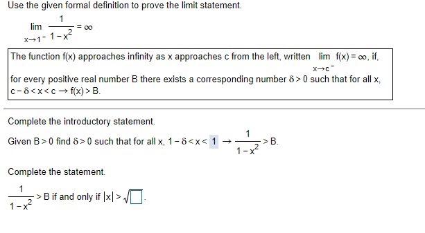 Solved Use the given formal definition to prove the limit | Chegg.com
