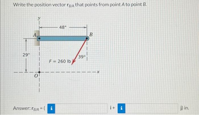 Solved Write the position vector rB/A that points from point | Chegg.com