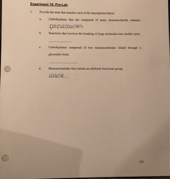 Solved Experiment 10: Pre-Lab 1. Provide the term that | Chegg.com