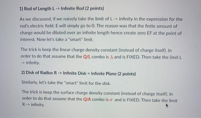 Solved 1) Rod of Length L-> Infinite Rod (2 points) As we | Chegg.com