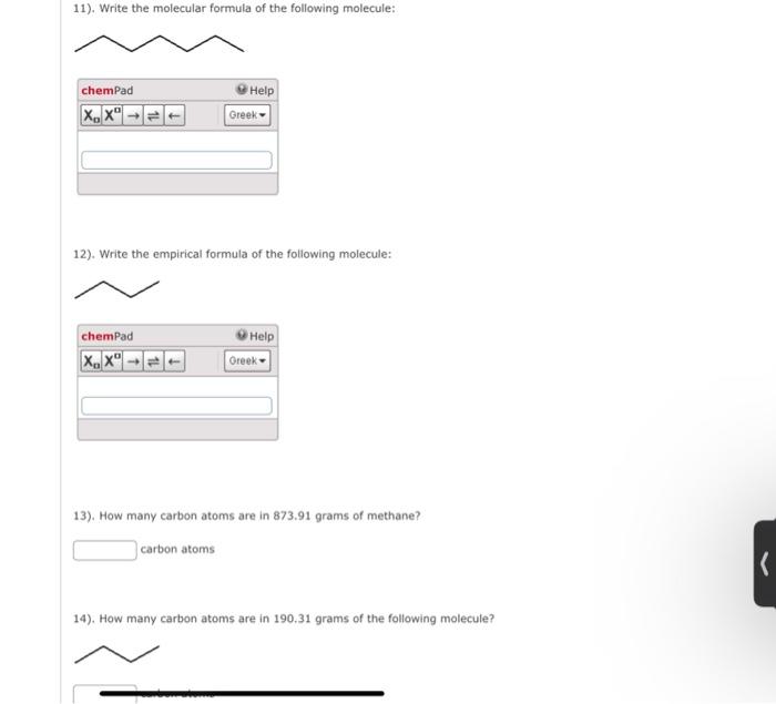Solved 1). What is the molecular formula for decane? 2). | Chegg.com