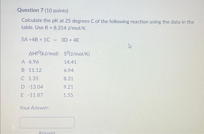 Solved Calculate the pK at 25 degrees C of the following | Chegg.com