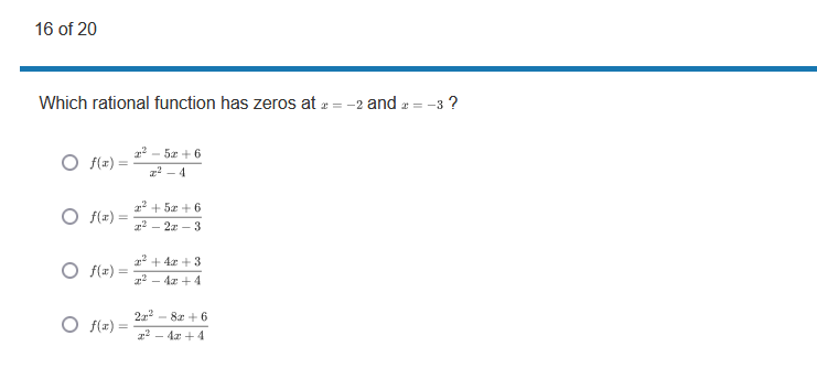 Solved Which rational function has zeros at x=-2 ﻿and | Chegg.com