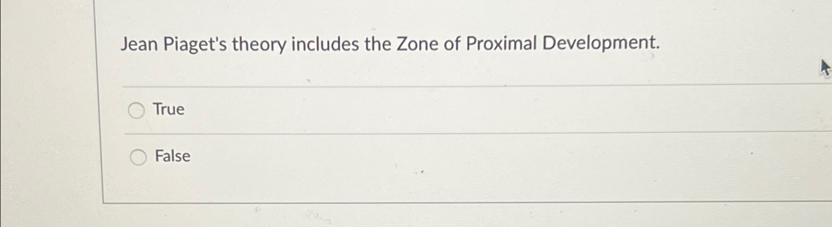 Solved Jean Piaget's theory includes the Zone of Proximal | Chegg.com