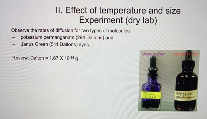 Solved II. Effect of temperature and size Experiment (dry | Chegg.com