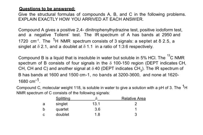 Solved A is not an aldehydeB has a benzene ringC is not | Chegg.com