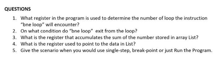 Solved QUESTIONS 1. What register in the program is used to | Chegg.com