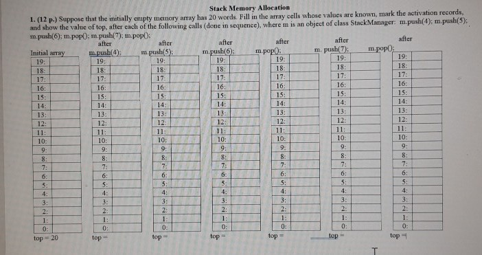 Solved Stack Memory Allocation 1. (12 p.) Suppose that the | Chegg.com