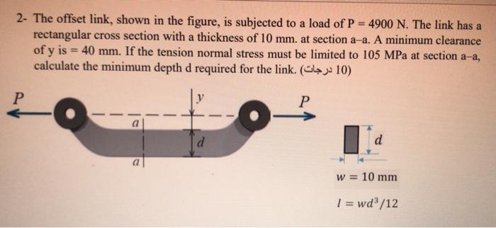 Solved 2- The offset link, shown in the figure, is subjected | Chegg.com