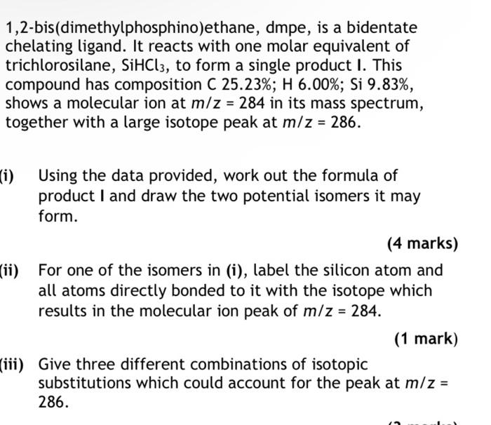 Solved 1,2-bis(dimethylphosphino)ethane, dmpe, is a | Chegg.com