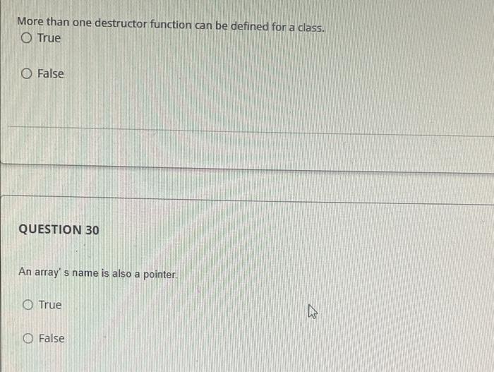 Solved More than one destructor function can be defined for | Chegg.com
