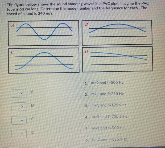 Solved The figure bellow shows the sound standing waves in a | Chegg.com