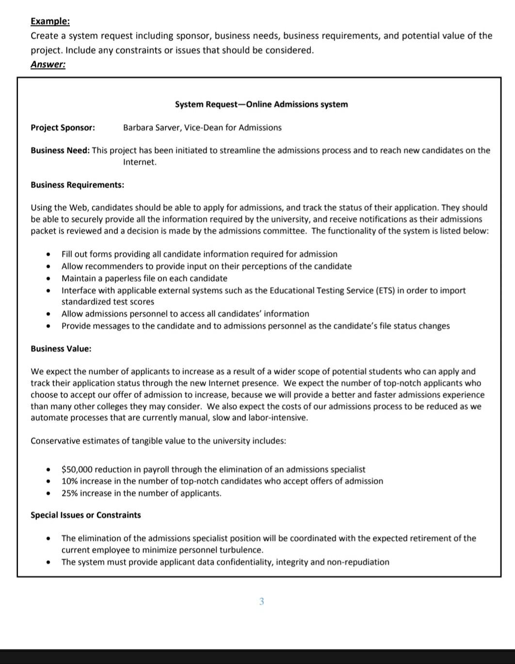 Solved Create a system request using the following criteria. | Chegg.com