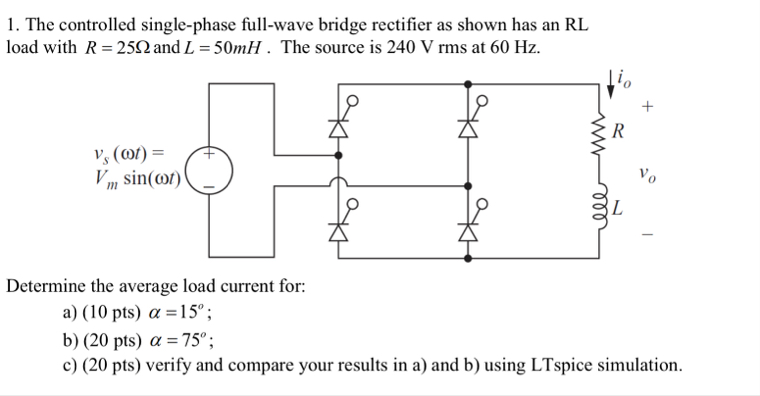Solved The controlled single-phase full-wave bridge | Chegg.com