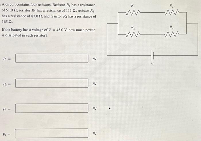 Solved A circuit contains four resistors. Resistor R1 has a | Chegg.com