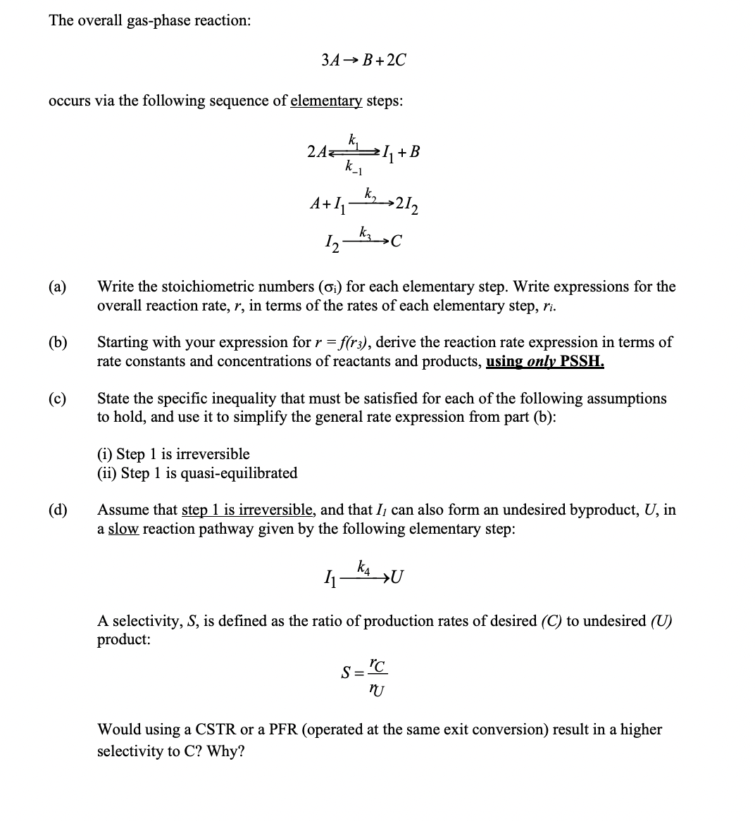 Solved The overall gas-phase reaction:3A→B+2Coccurs via the | Chegg.com