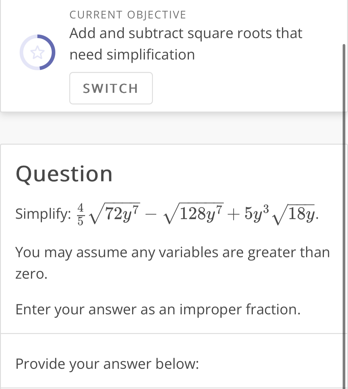 Solved CURRENT OBJECTIVEAdd and subtract square roots that | Chegg.com