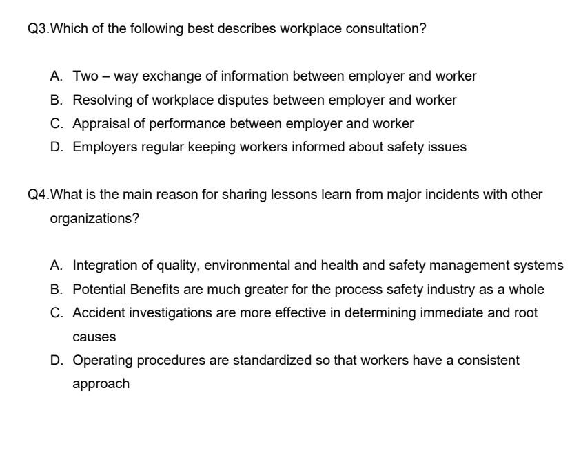 Solved Q3.Which of the following best describes workplace | Chegg.com