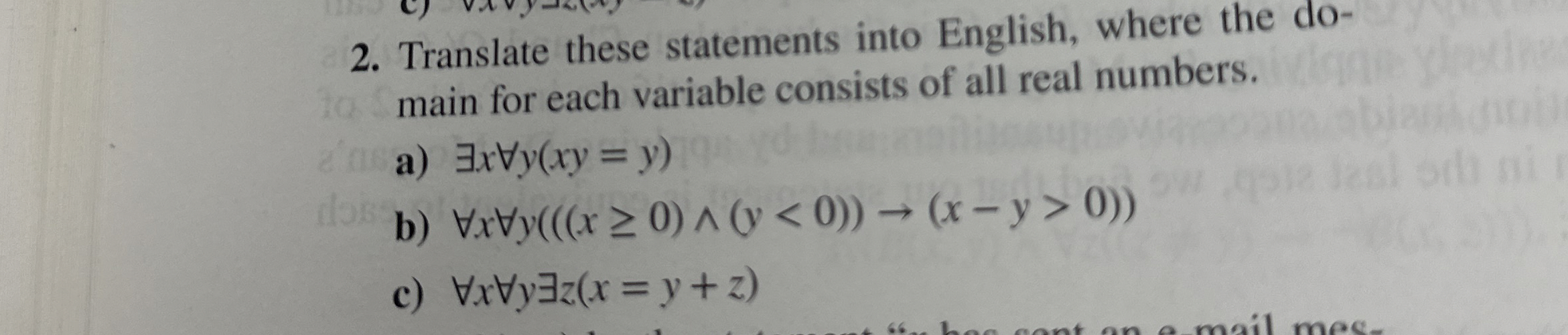 Solved Translate these statements into English, where the | Chegg.com