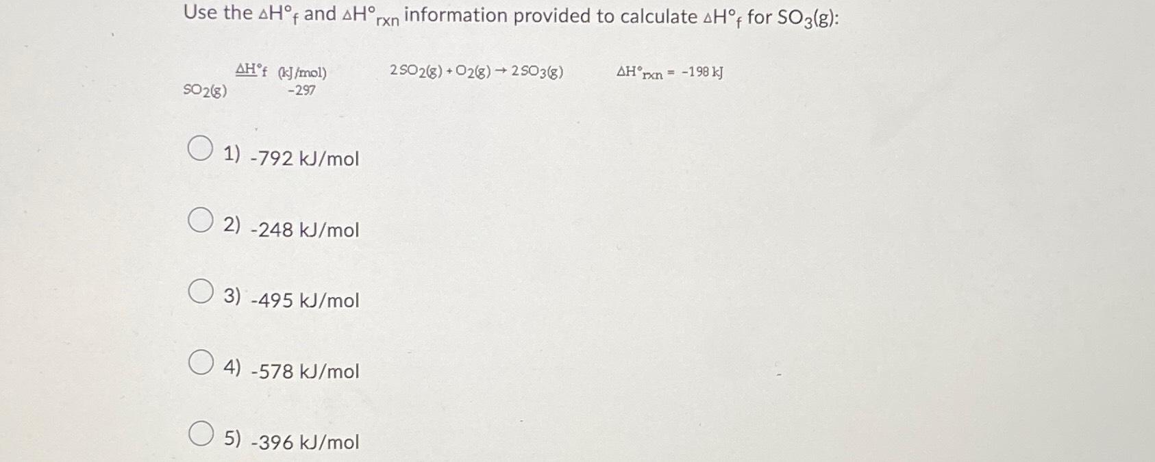 Solved Use the \\\\Delta H\\\\deg _(f) and \\\\Delta | Chegg.com
