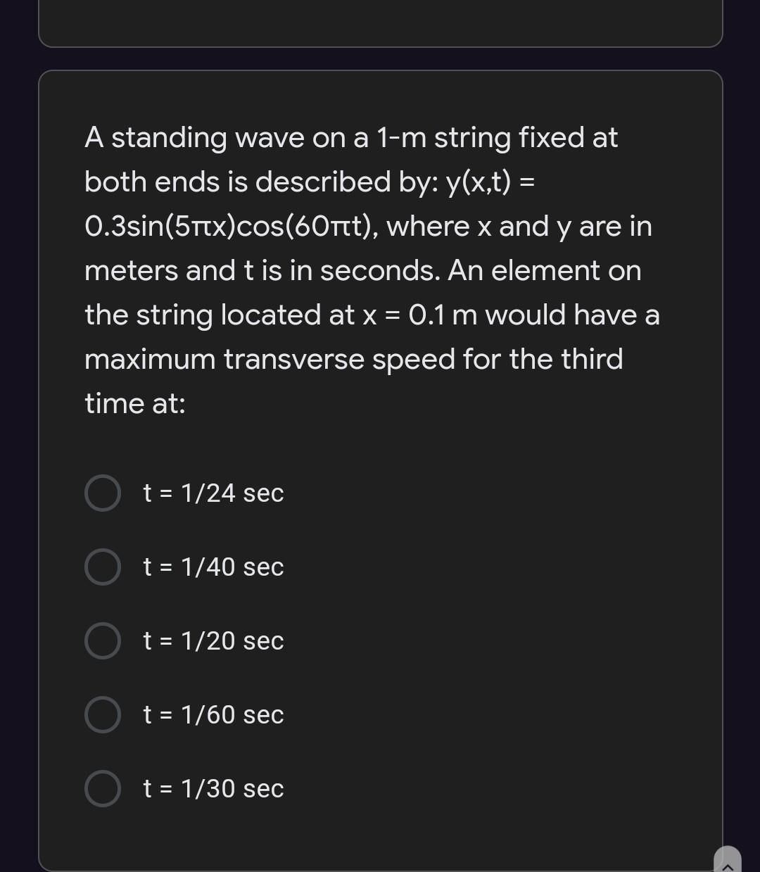 Solved = A standing wave on a 1-m string fixed at both ends | Chegg.com