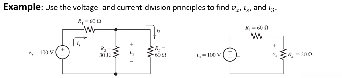 Solved Example: Use the voltage- ﻿and current-division | Chegg.com