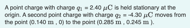 Solved A point charge with charge q1=2.40μC ﻿is held | Chegg.com