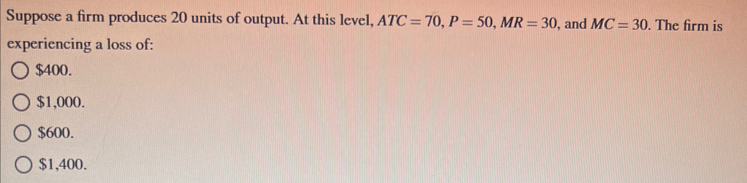 Solved Suppose a firm produces 20 ﻿units of output. At this | Chegg.com