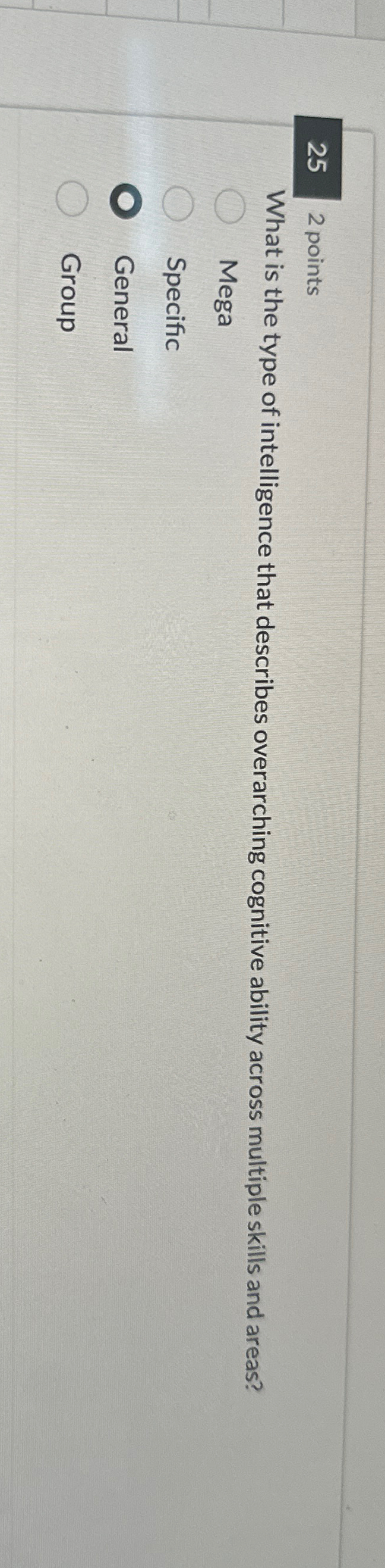 Solved 252 ﻿pointsWhat is the type of intelligence that | Chegg.com