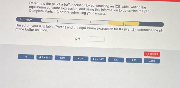 Solved Determine the pH of a buffer solution by constructing | Chegg.com
