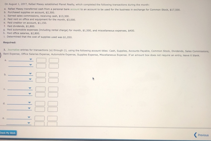 Solved On August 1, 20Y7, Rafael Masey established Planet | Chegg.com