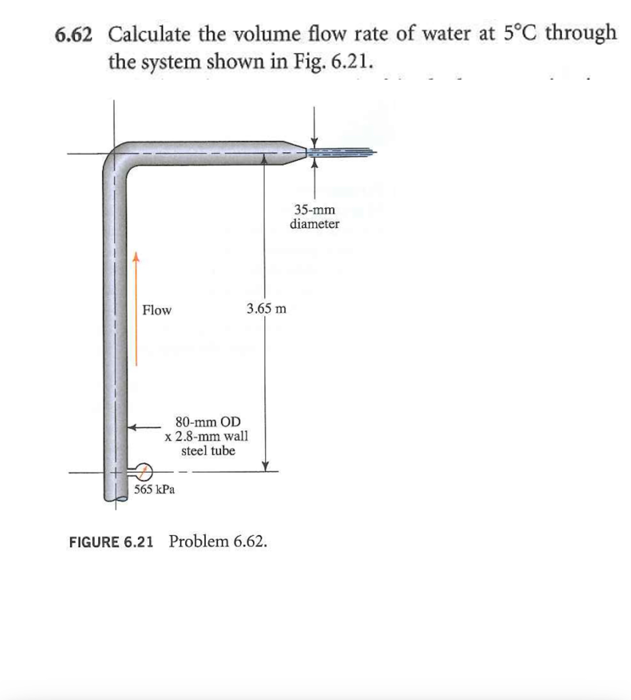 Solved 6.62 ﻿Calculate the volume flow rate of water at 5°C | Chegg.com