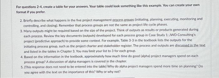 Solved For questions 2-4, create a table for your answers. | Chegg.com