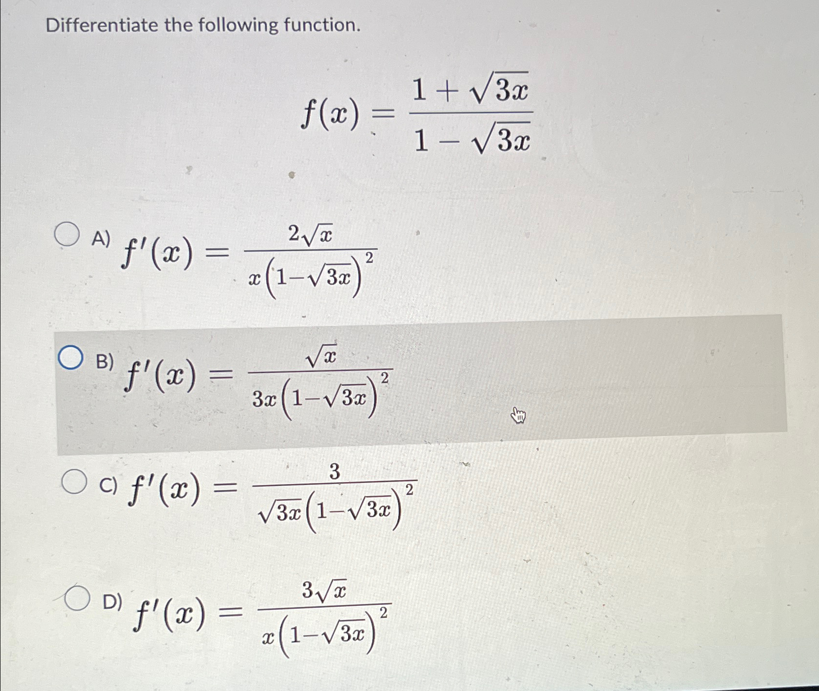 Solved Differentiate the following | Chegg.com