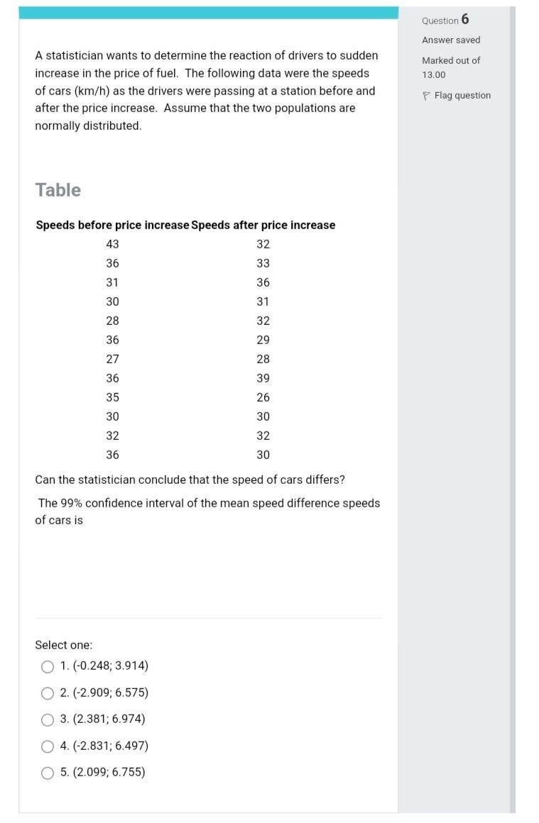 Solved Question 6 Answer saved A statistician wants to | Chegg.com